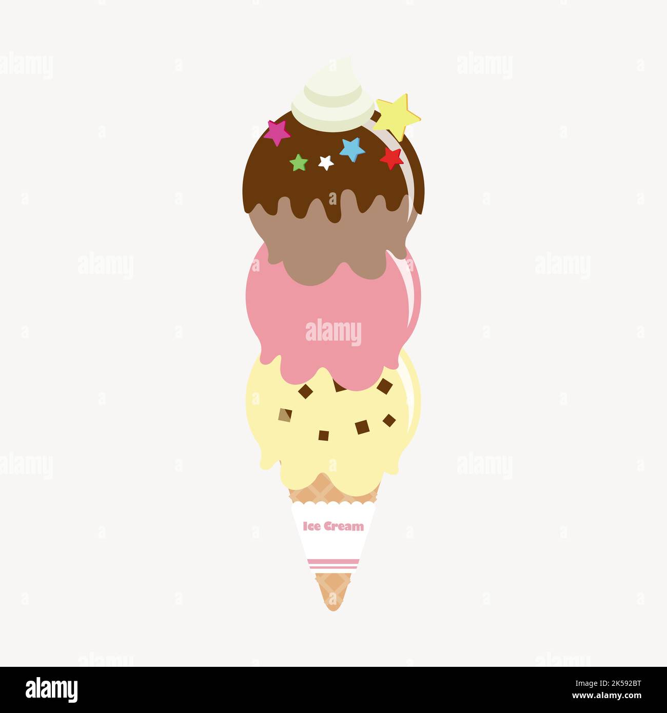 Colorful ice-cream cone clipart, cute dessert illustration vector Stock ...
