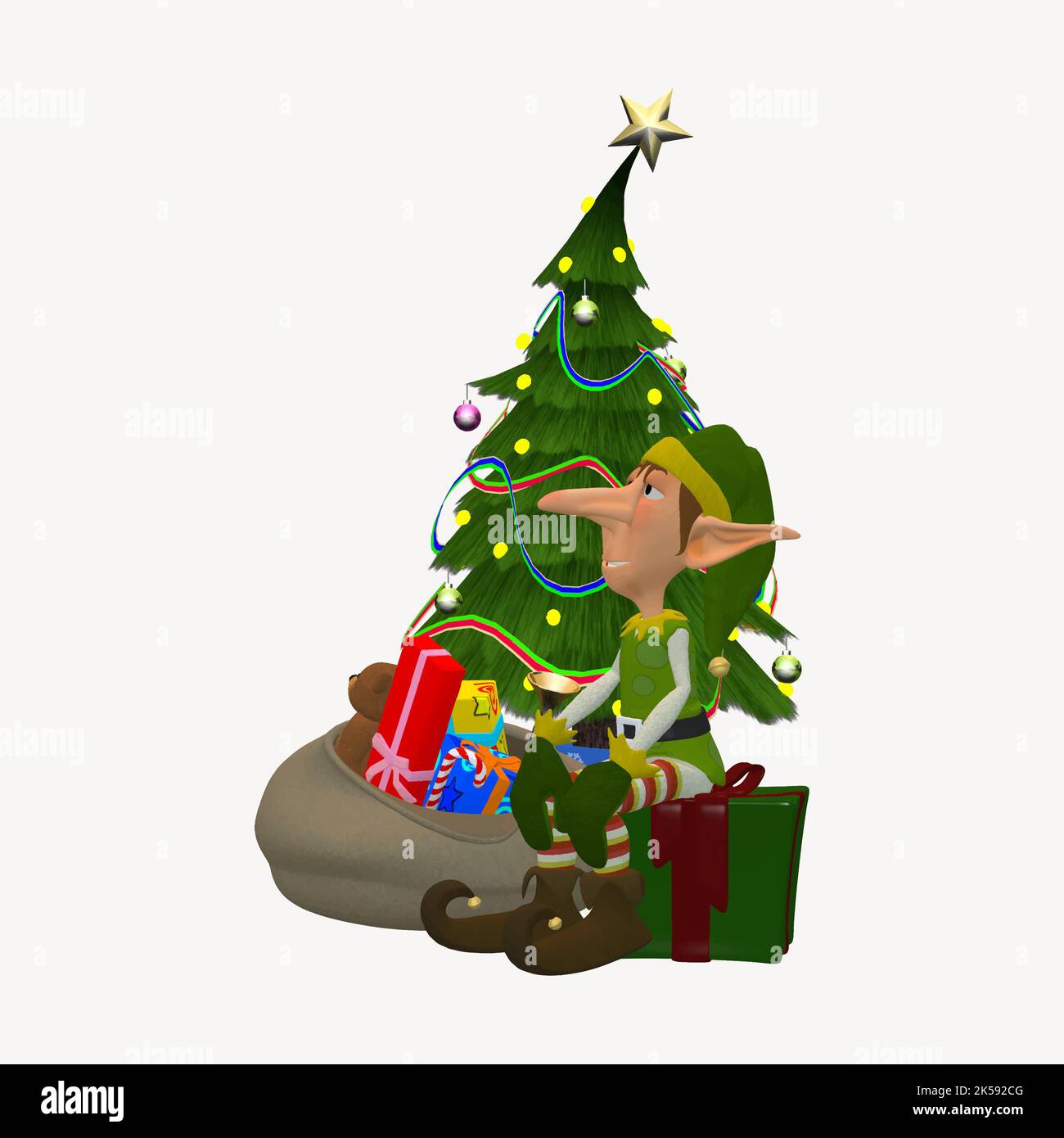 Christmas elf sticker, 3D illustration vector Stock Vector Image & Art ...