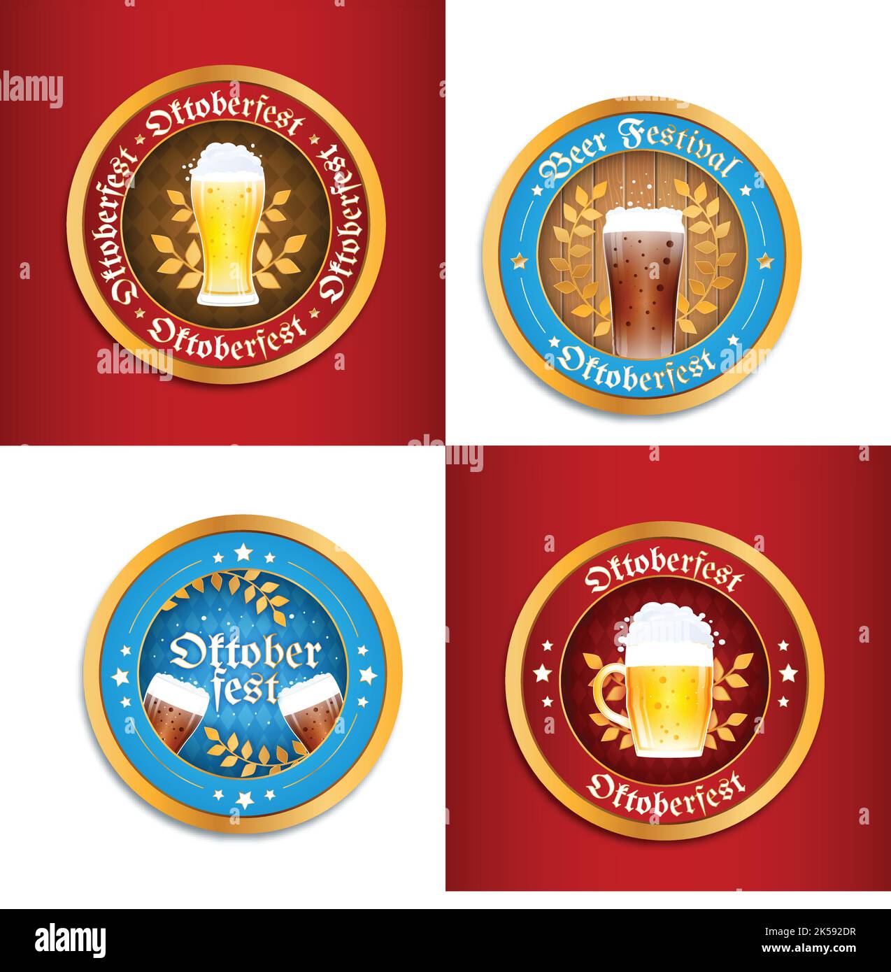 Detailed Oktoberfest Labels Collection Vector Design Illustration Stock