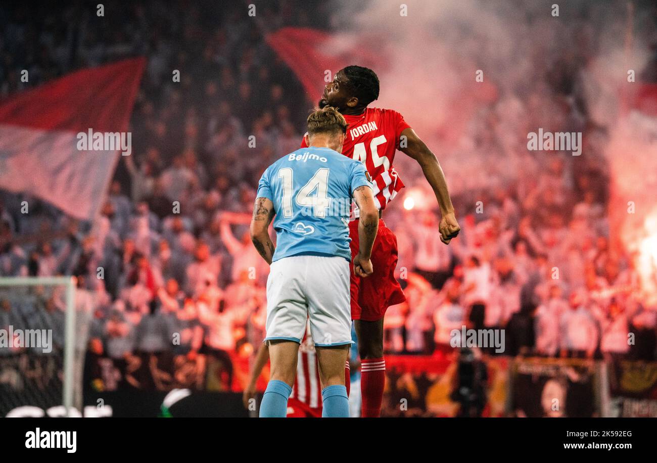 Malmoe, Sweden. 06th Oct, 2022. Jordan Pefok (45) of Union Berlin and ...