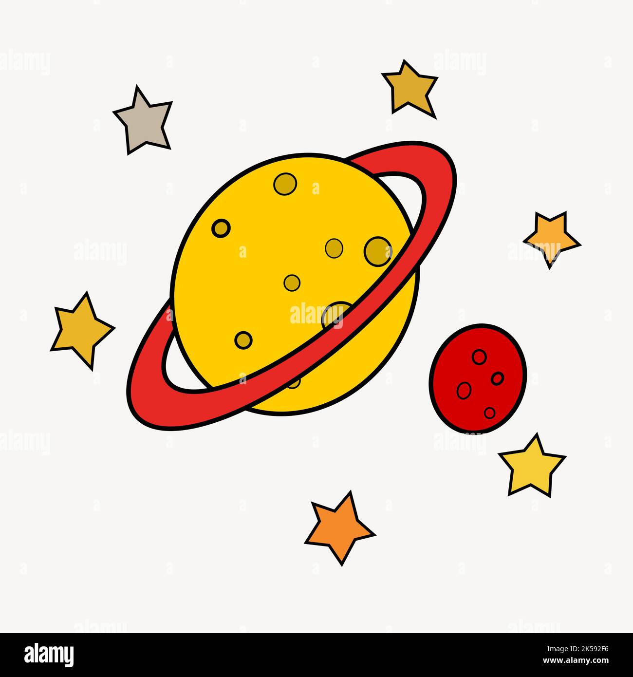 Saturn planet sticker, galaxy doodle vector Stock Vector Image & Art ...