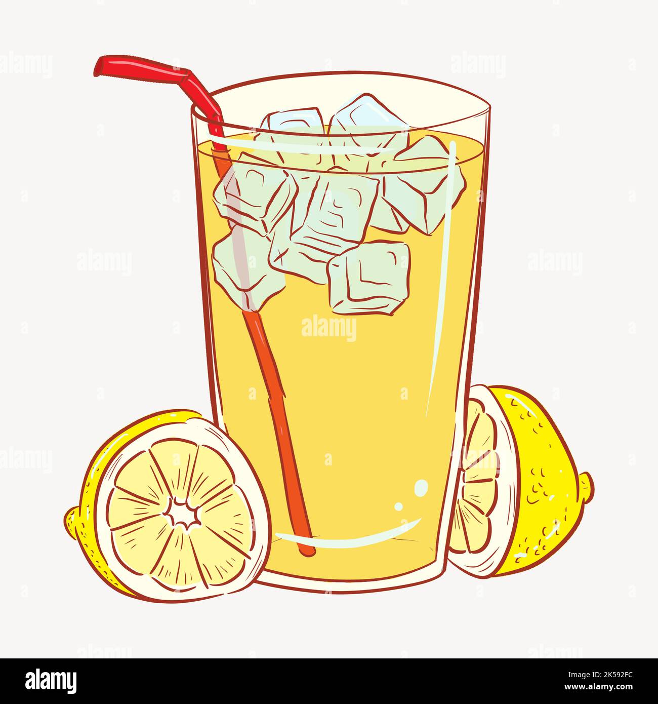 Iced lemonade sticker, beverage illustration vector Stock Vector Image ...