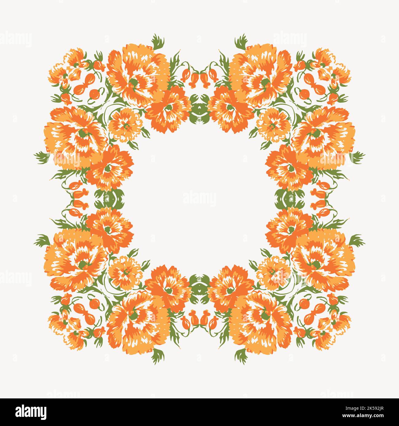 Orange flower frame sticker, spring illustration vector Stock Vector ...