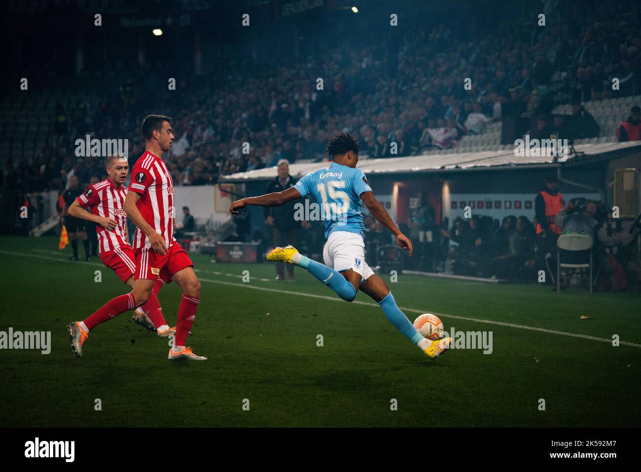 Malmoe, Sweden. 06th Oct, 2022. Joseph Ceesay (15) of Malmo FF seen ...