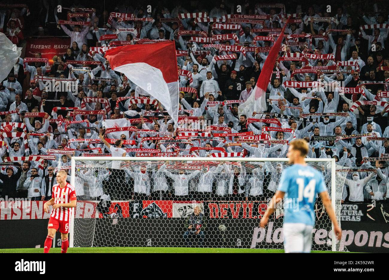 Malmoe, Sweden. 06th Oct, 2022. Football fans of Union Berlin seen on ...