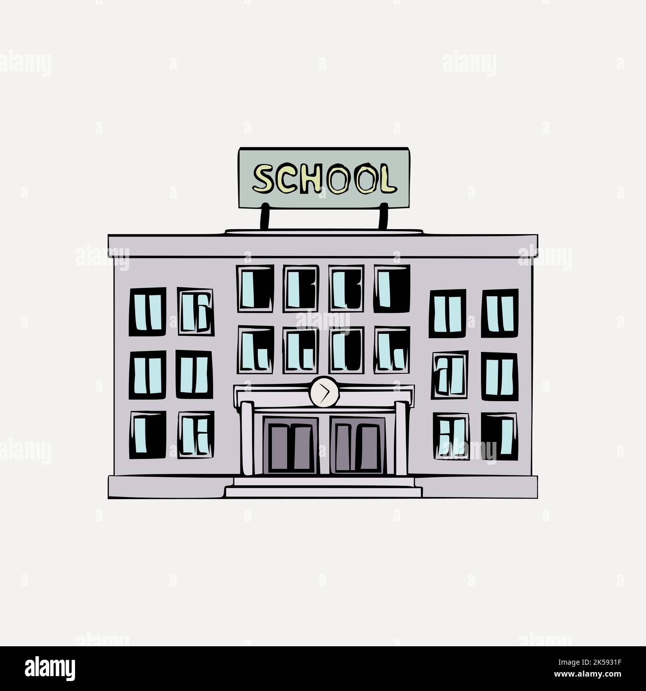 School building clipart, architecture illustration vector Stock Vector ...