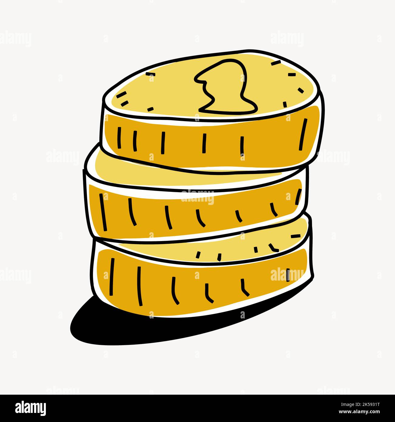 Stacked coins sticker, finance illustration vector Stock Vector Image ...