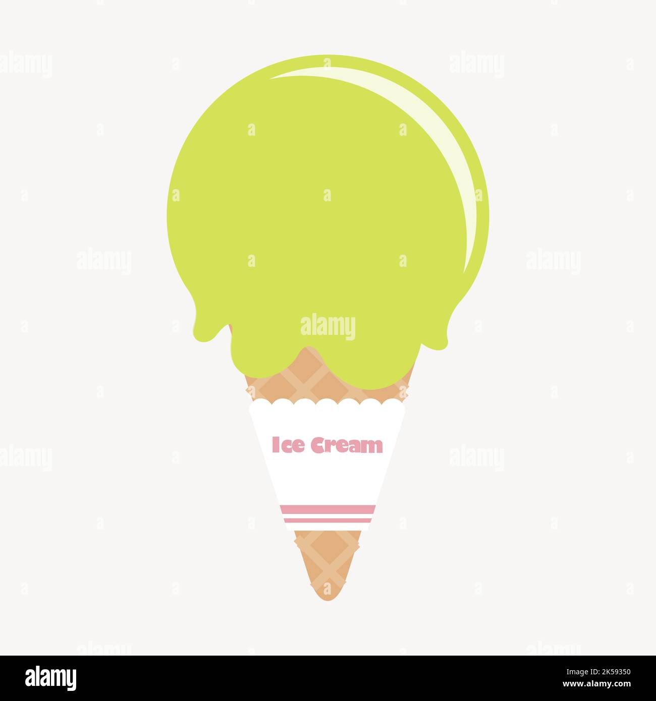 Green ice-cream cone clipart, cute dessert illustration vector Stock ...