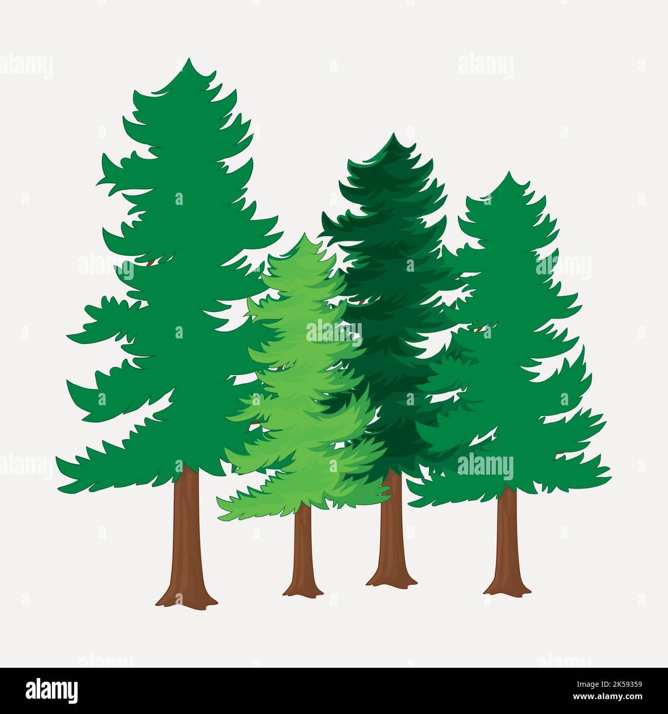 Pine trees clipart, botanical illustration vector Stock Vector Image ...