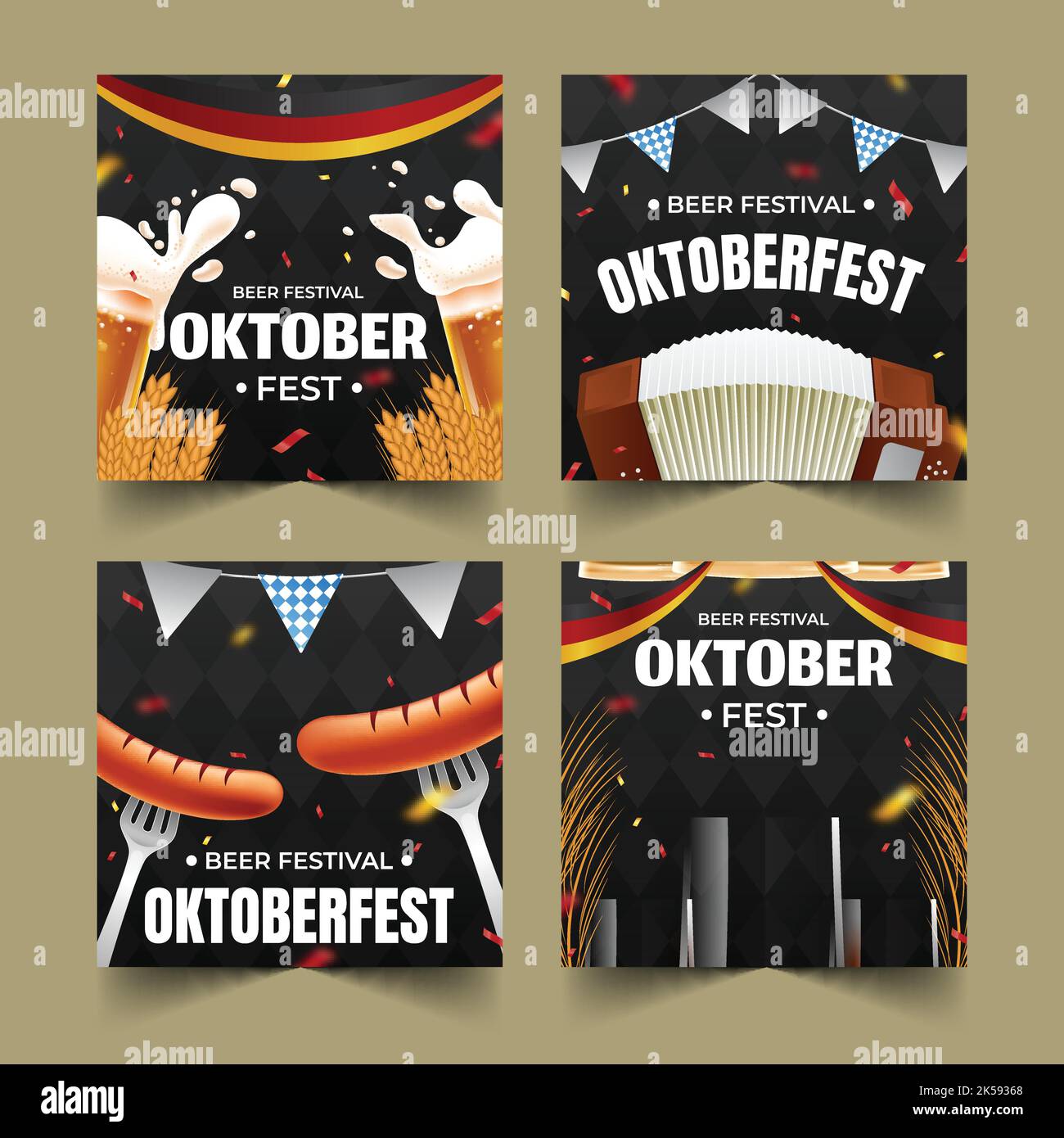 realistic oktoberfest banner collection vector design illustration ...