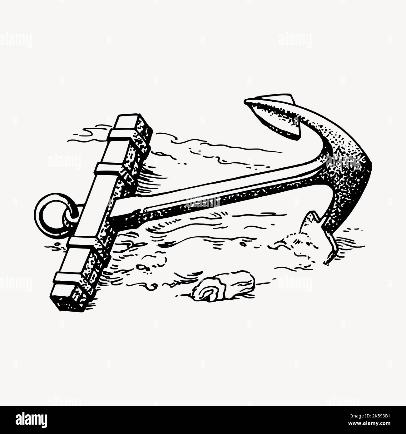 Anchor drawing, vintage object illustration vector Stock Vector Image ...