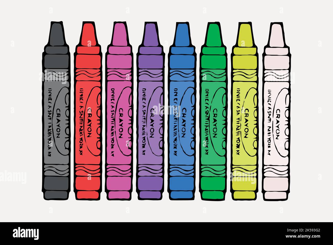 Colorful crayons clipart, stationery illustration vector Stock Vector ...