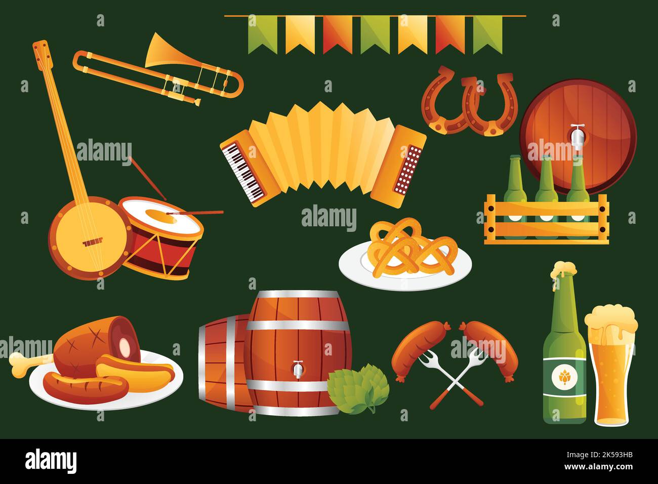 gradient oktoberfest elements collection vector design illustration ...