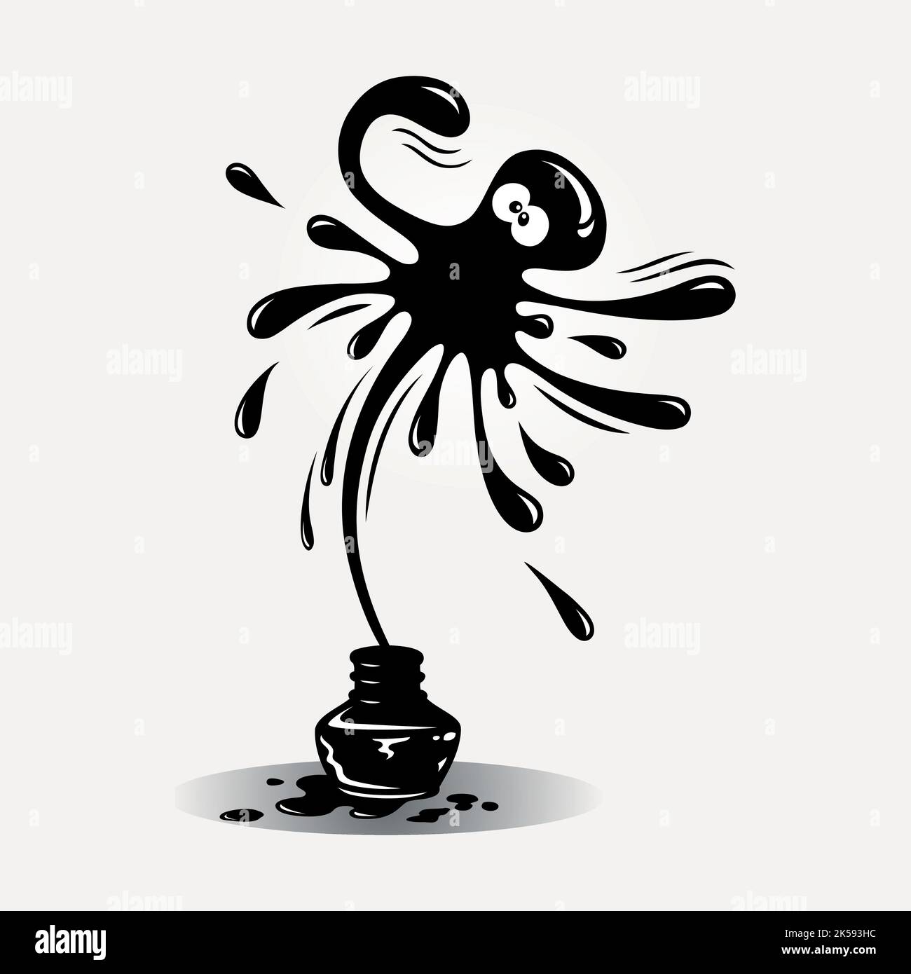 Ink pot clipart, stationery illustration vector Stock Vector Image ...