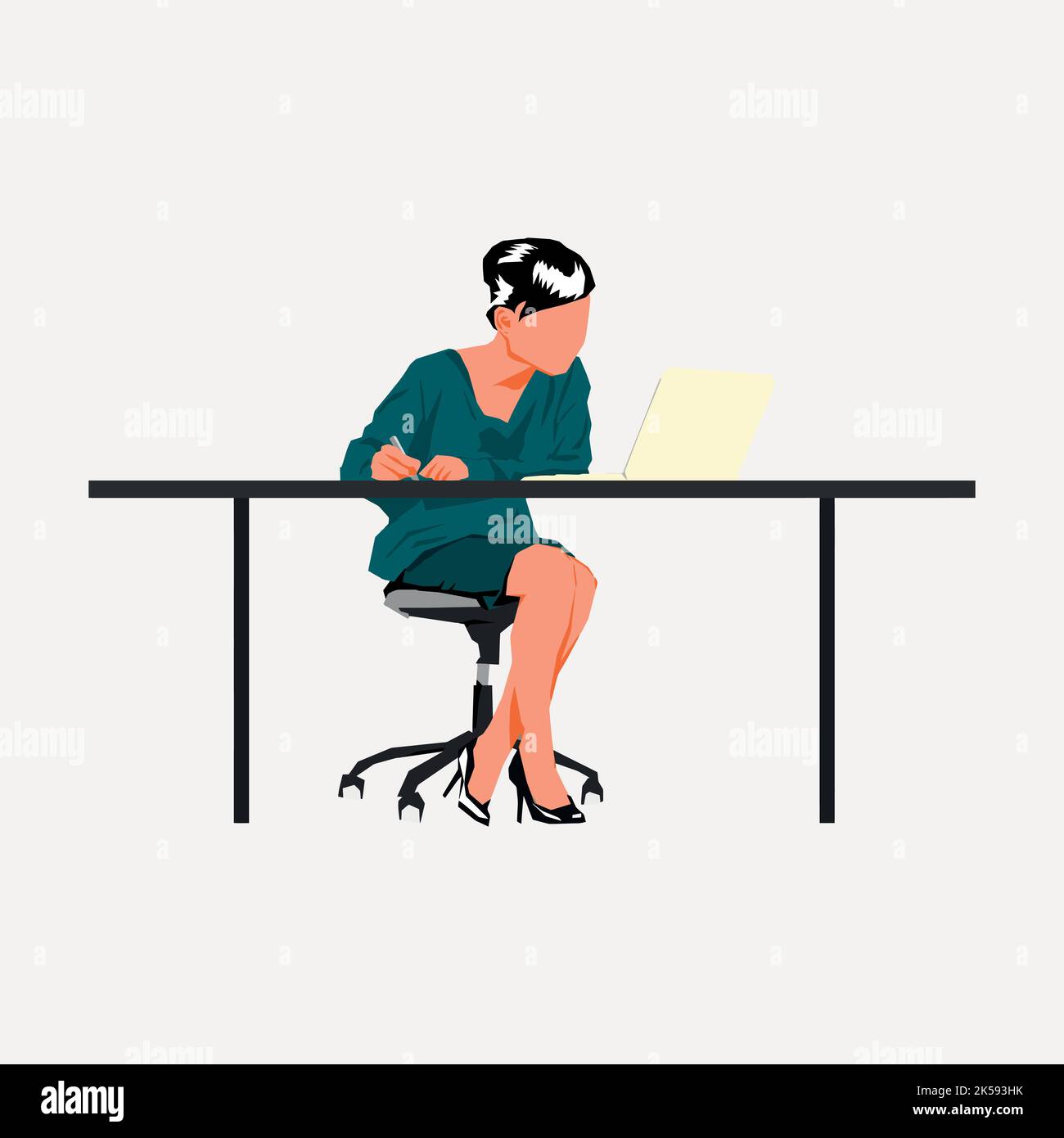 Businesswoman working clipart, job illustration vector Stock Vector ...
