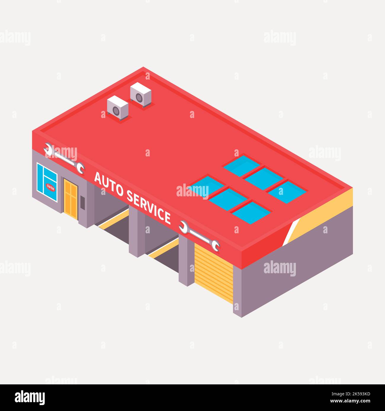 Auto repair shop clipart, 3D vehicle model illustration vector Stock ...