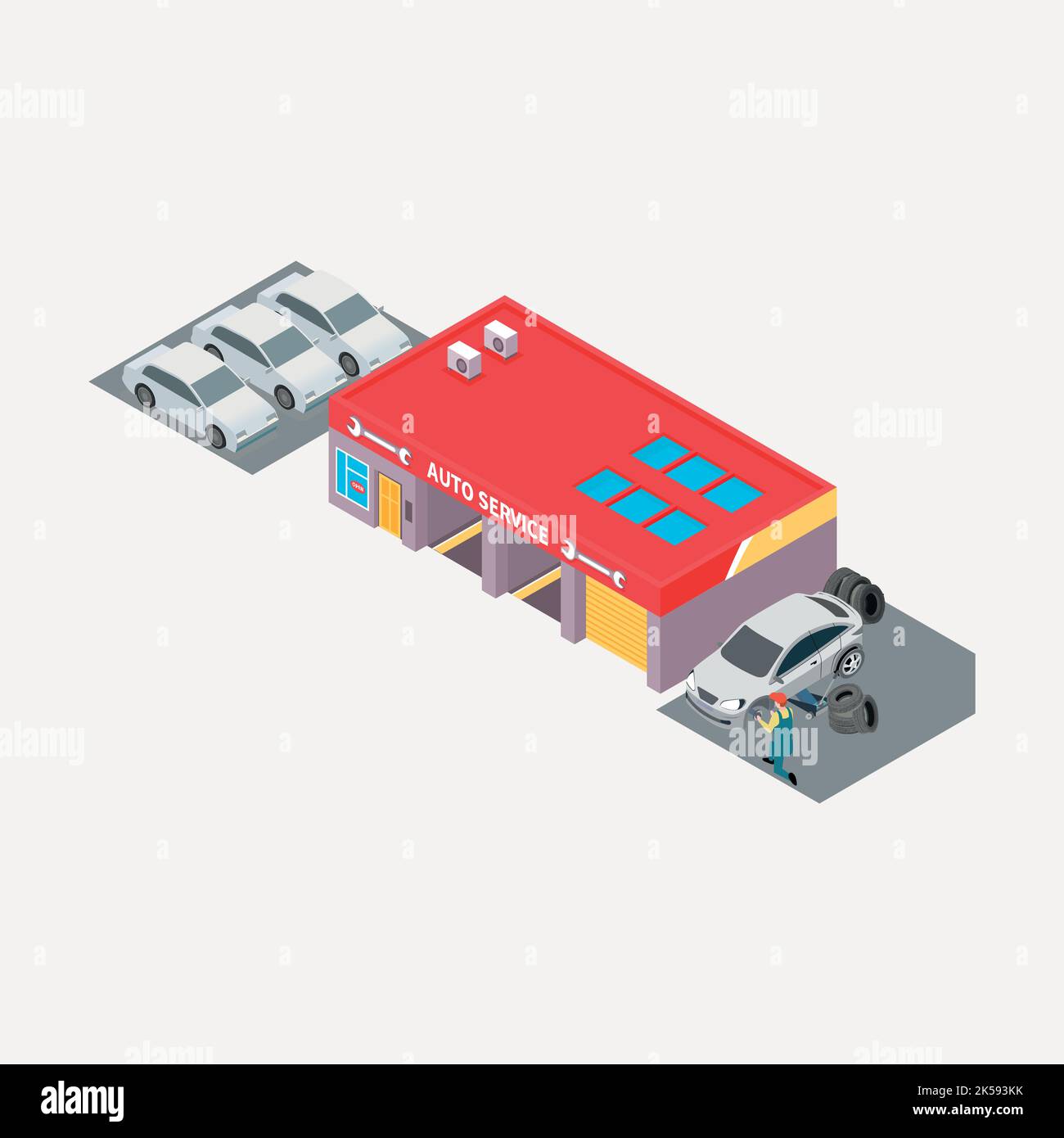Auto repair shop clipart, 3D vehicle model illustration vector Stock ...