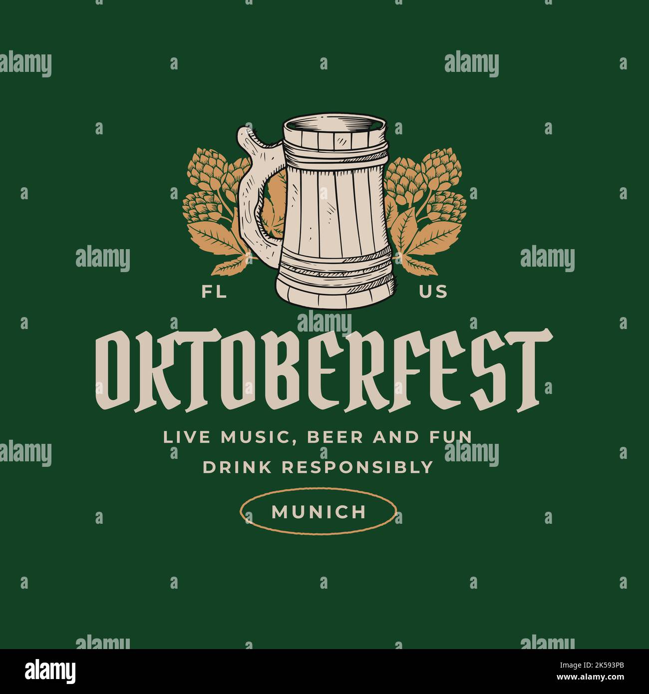 hand drawn oktoberfest logo template vector design illustration Stock ...
