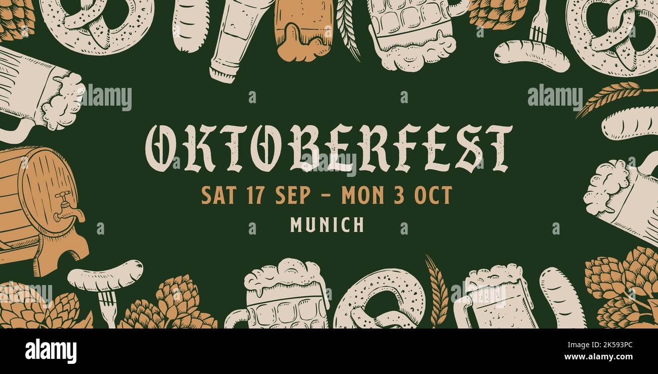 hand-drawn-oktoberfest-background vector design illustration Stock ...