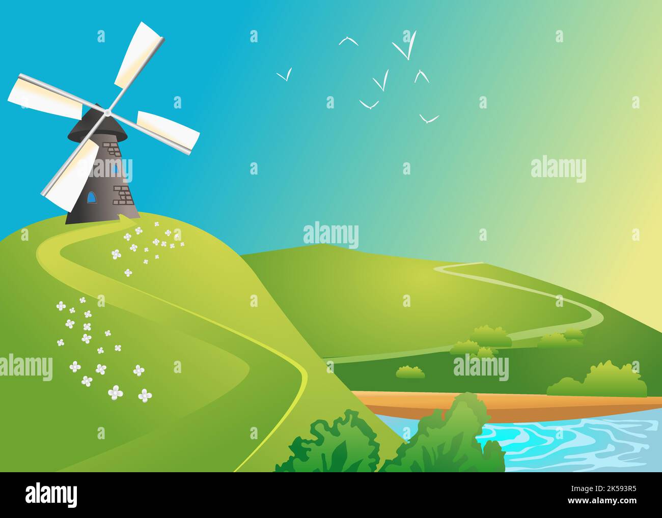 Cartoon landscape background, environment illustration vector Stock ...