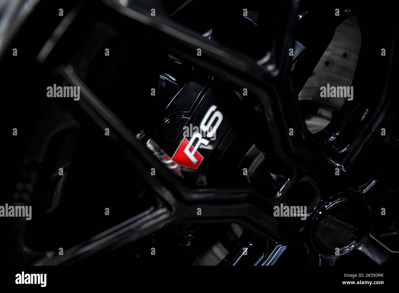 The Front Gloss Black Vossen Alloy Wheel With Audi RS Gloss Black Brake ...