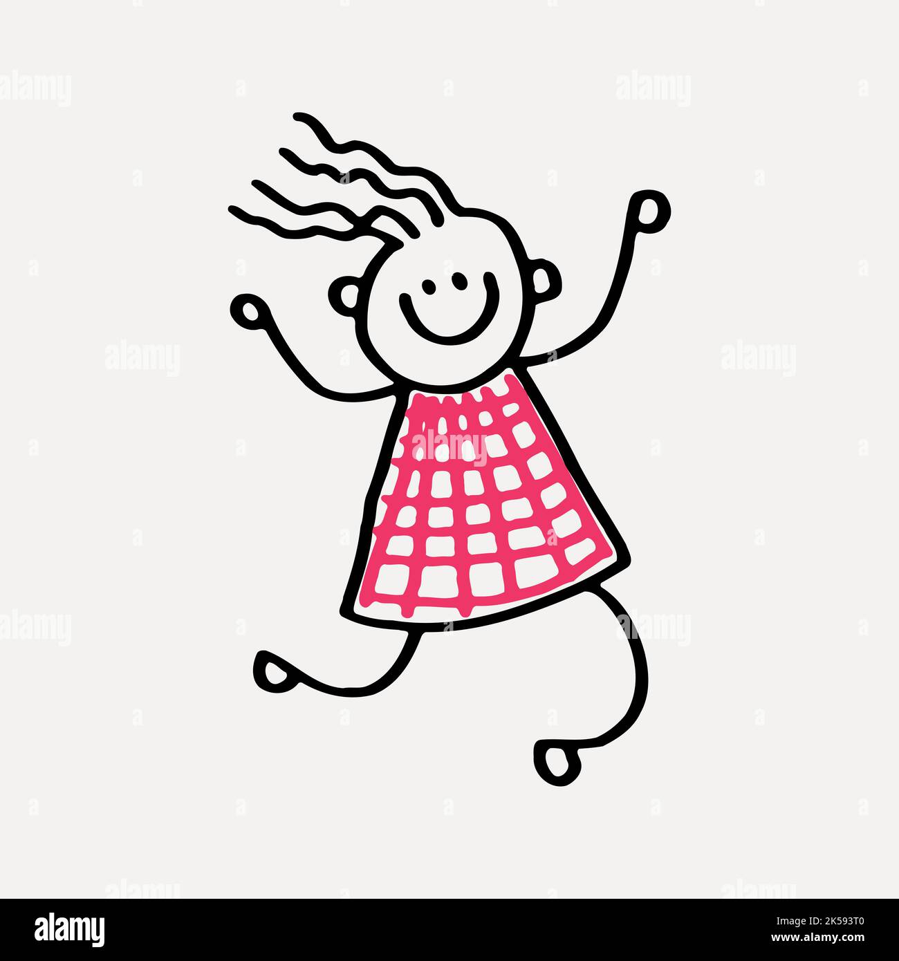 Girl doodle clipart, cute cartoon illustration vector Stock Vector ...