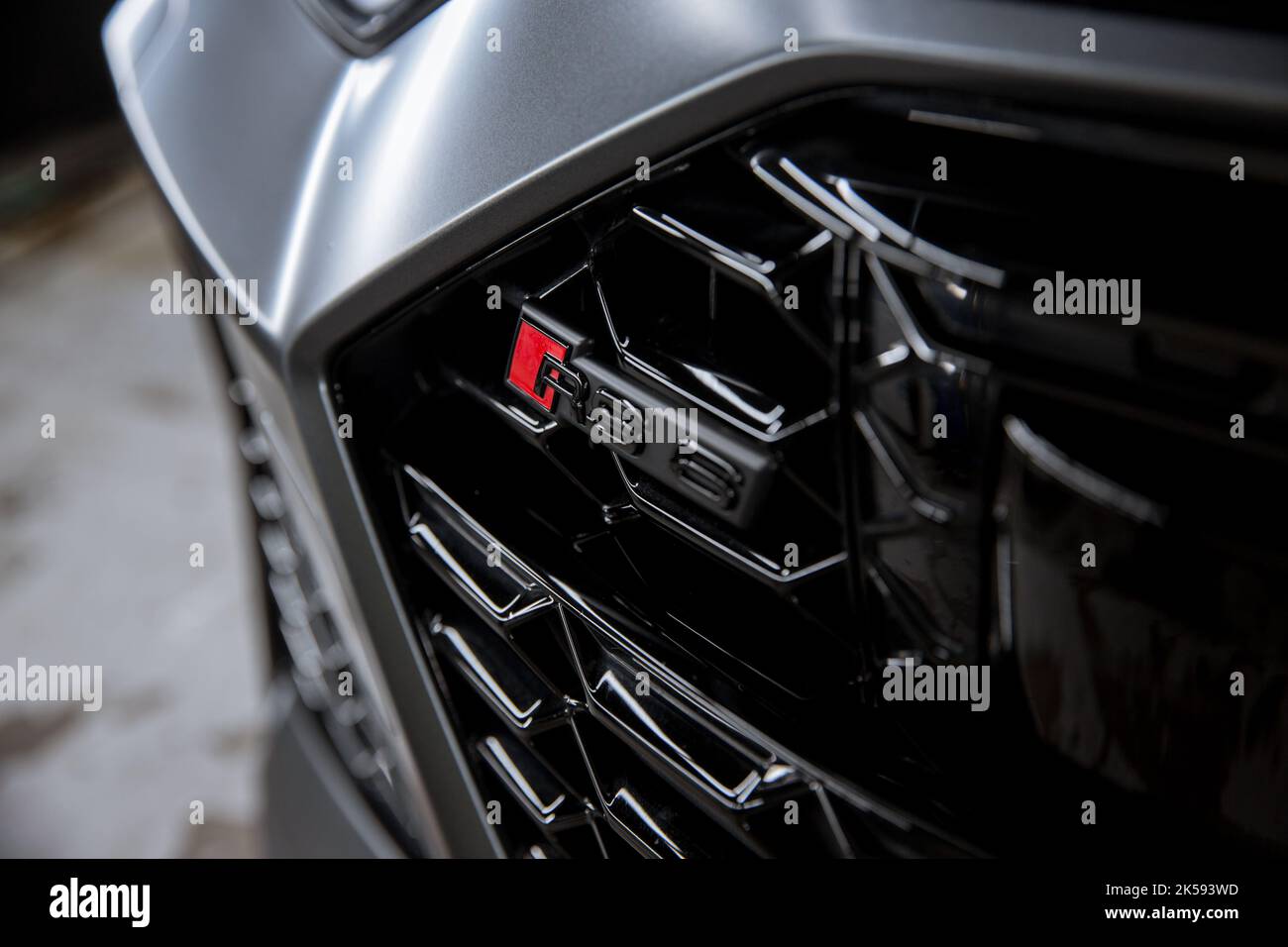 The RS6 Model Designation Badge On The Gloss Black Honeycomb Front ...