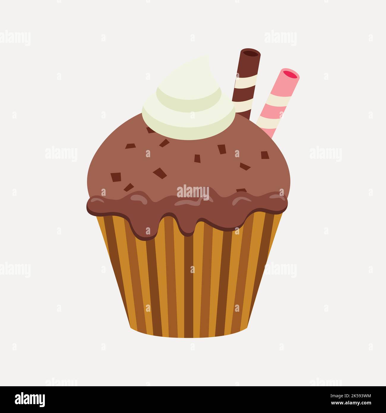 Chocolate cupcake clipart, cute dessert illustration vector Stock ...