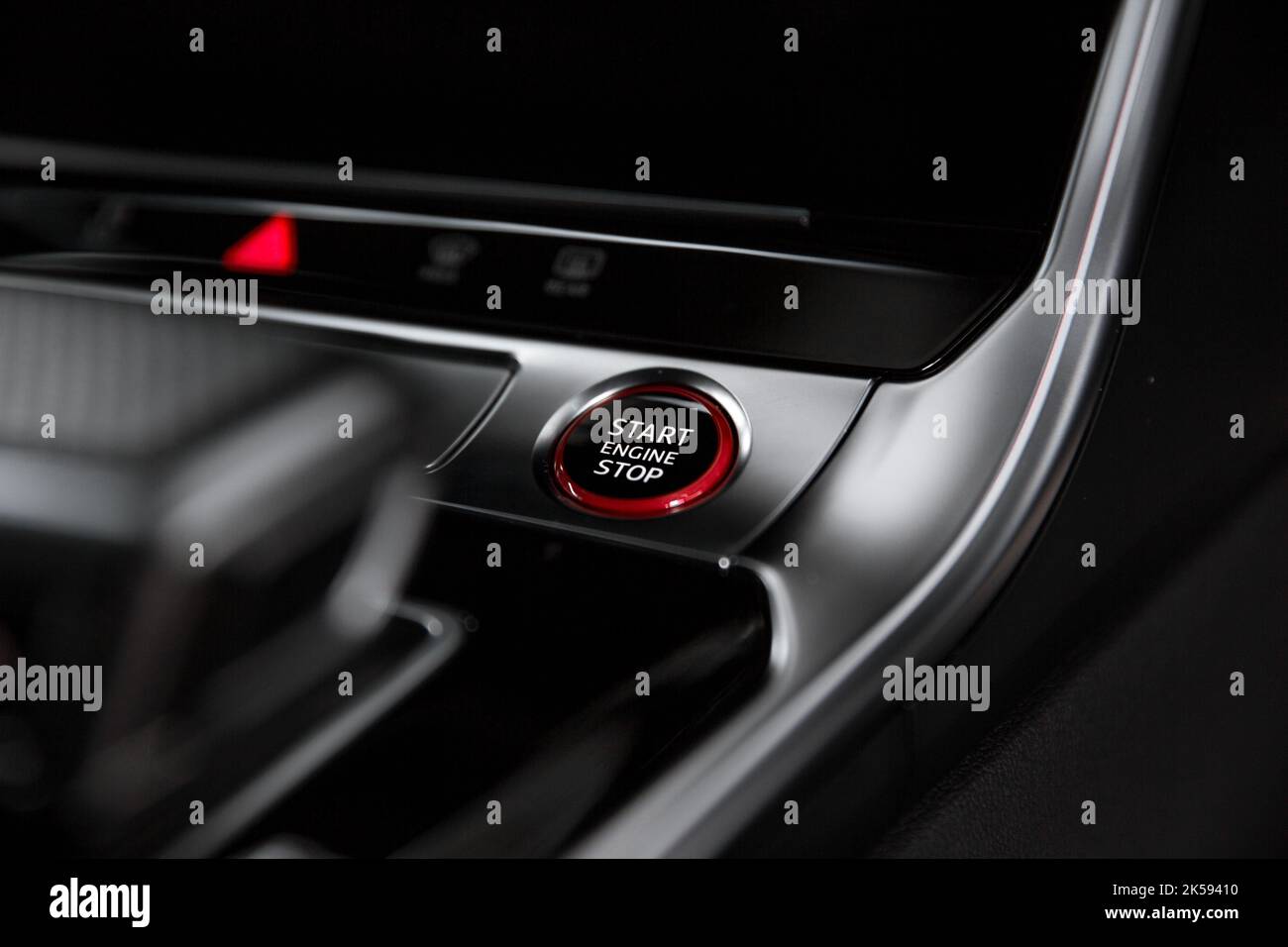 The Interior Of A 2021 Audi RS6 With Red Engine Start Button On Gloss ...