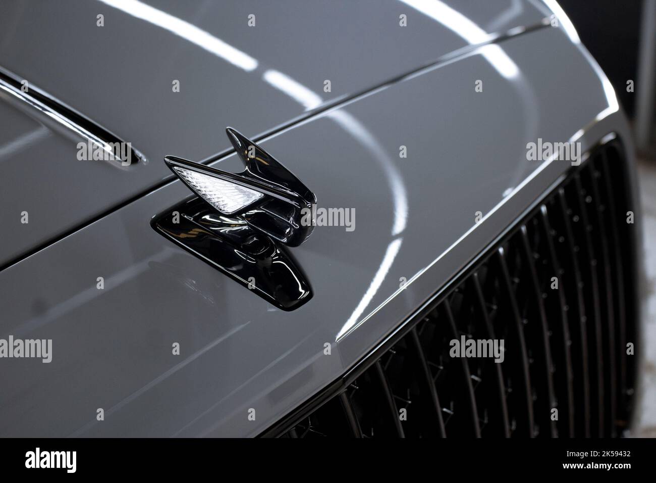 The Bentley Flying B Wings On The Front Of A 2022 Bentley Flying Spur ...