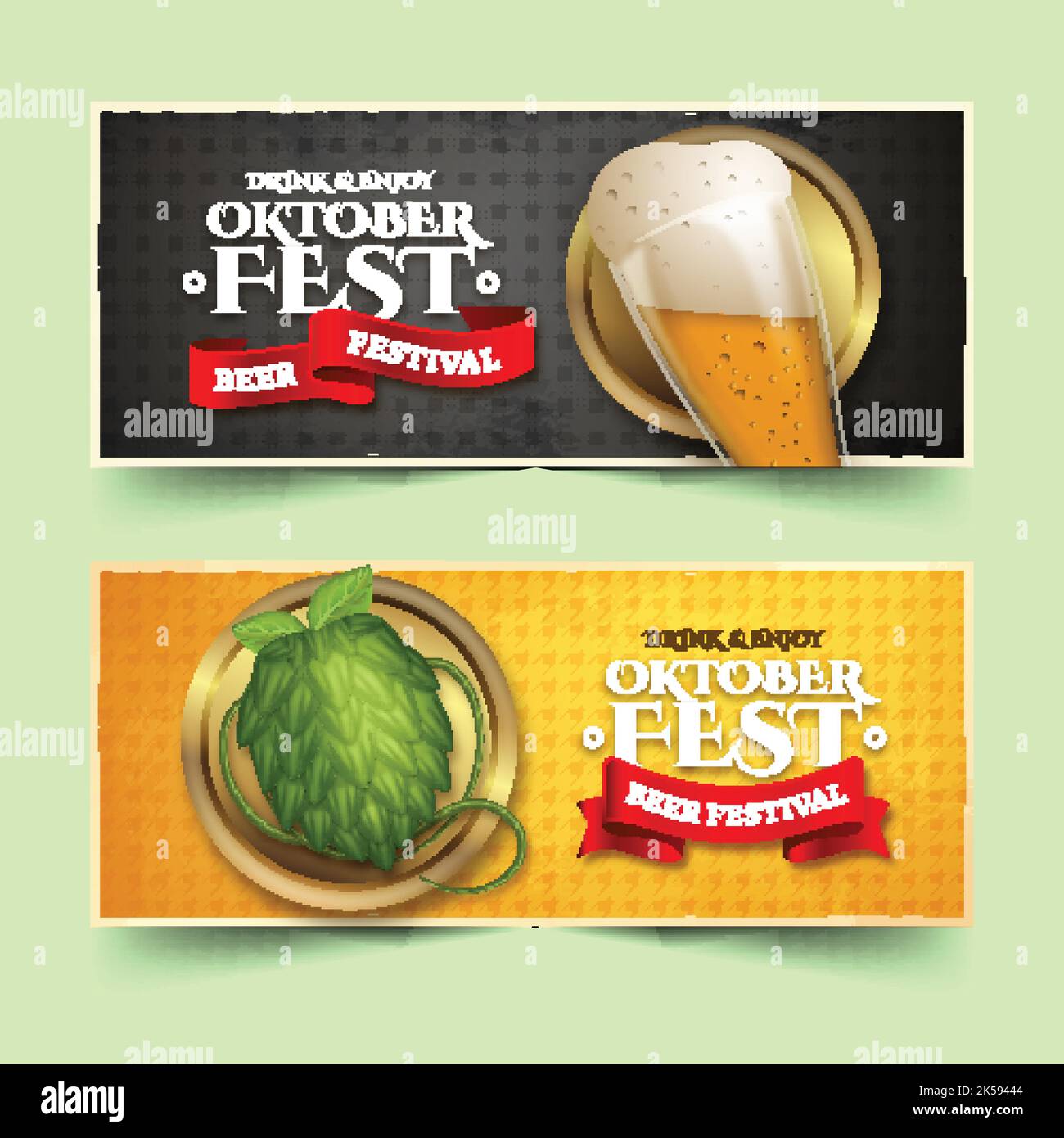 realistic oktoberfest banners set vector design illustration Stock ...