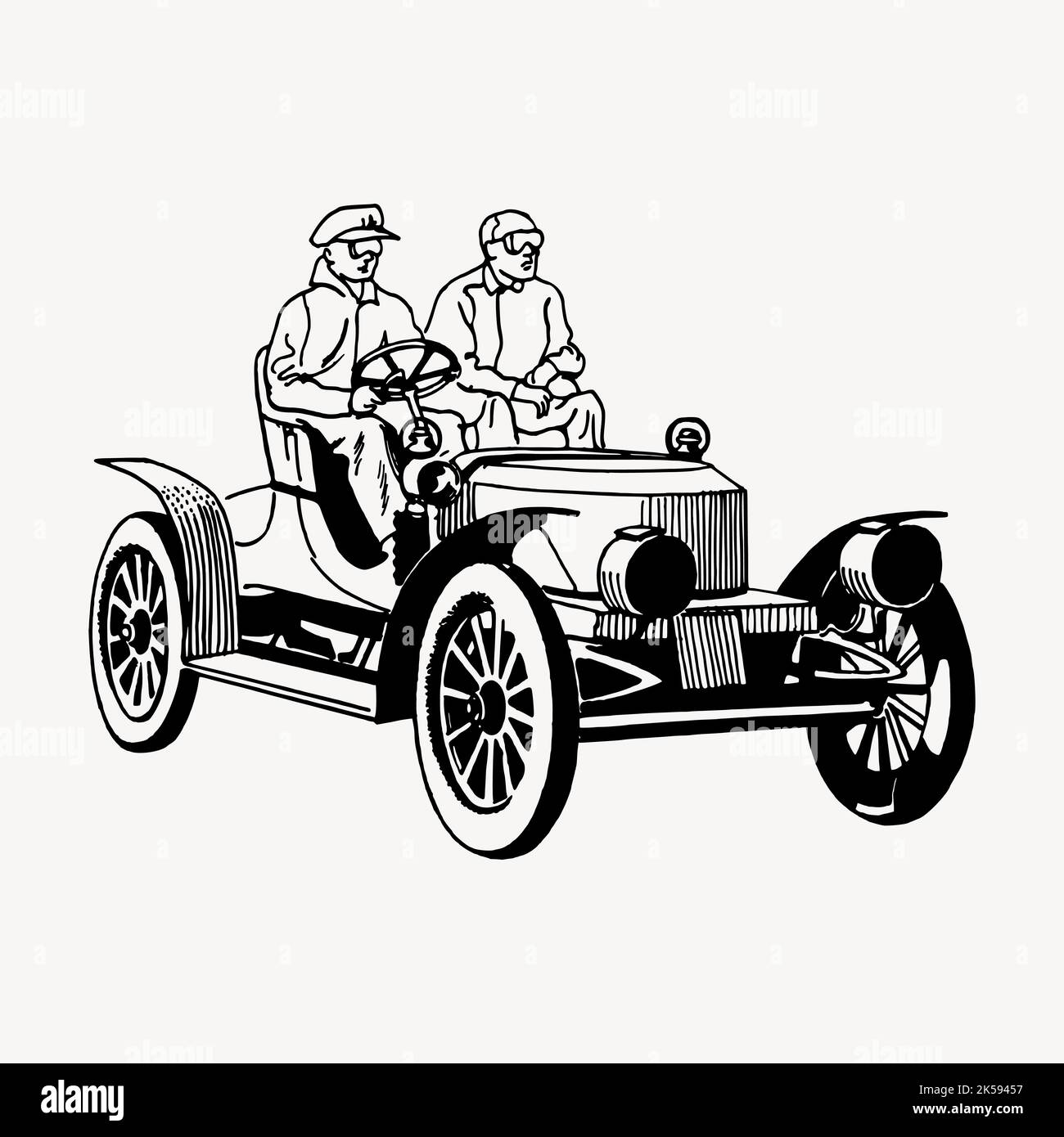 Stanley steam car drawing, vintage vehicle illustration vector Stock ...