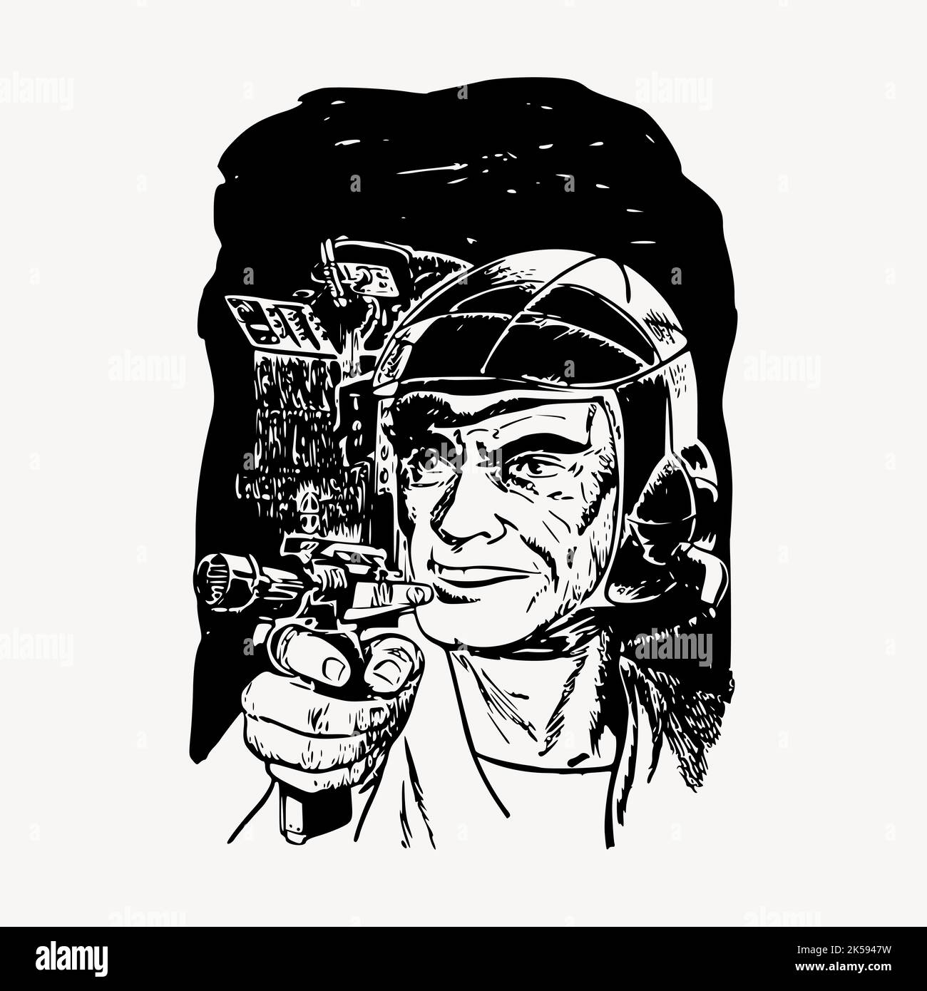 Space police clipart, sci-fi character vintage illustration vector ...