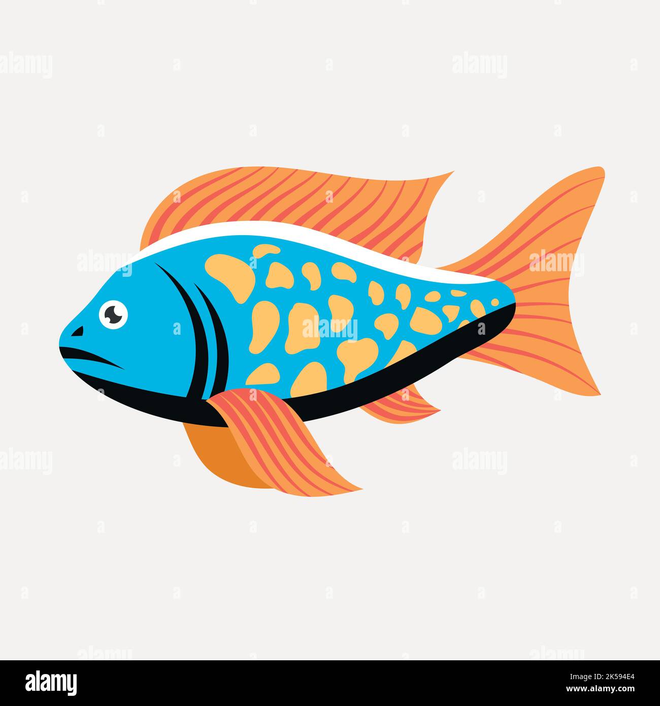 Blue fish clipart, sea animal illustration vector Stock Vector Image ...