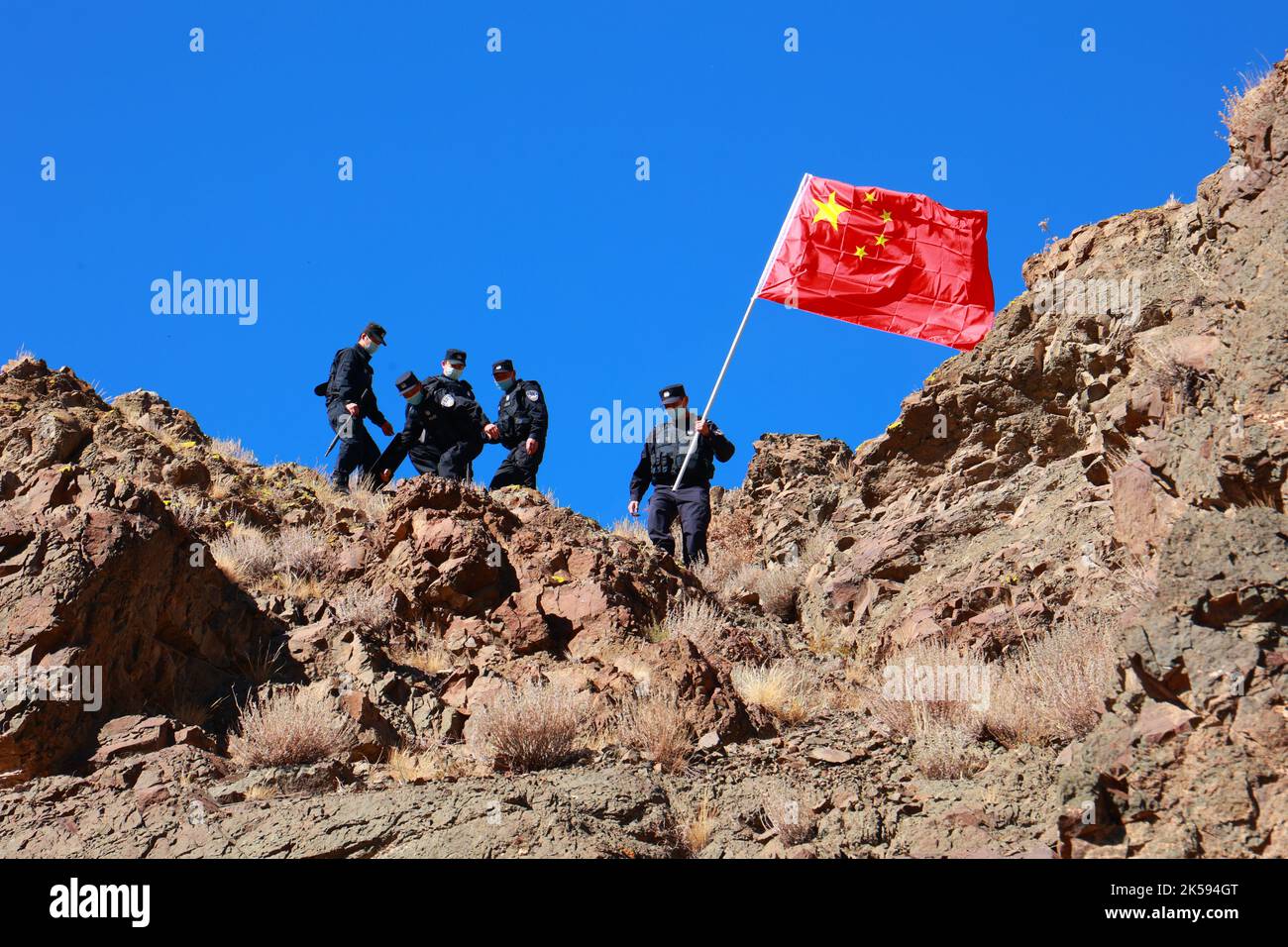 ALTAY, CHINA - OCTOBER 6, 2022 - Chinese border immigration officers ...
