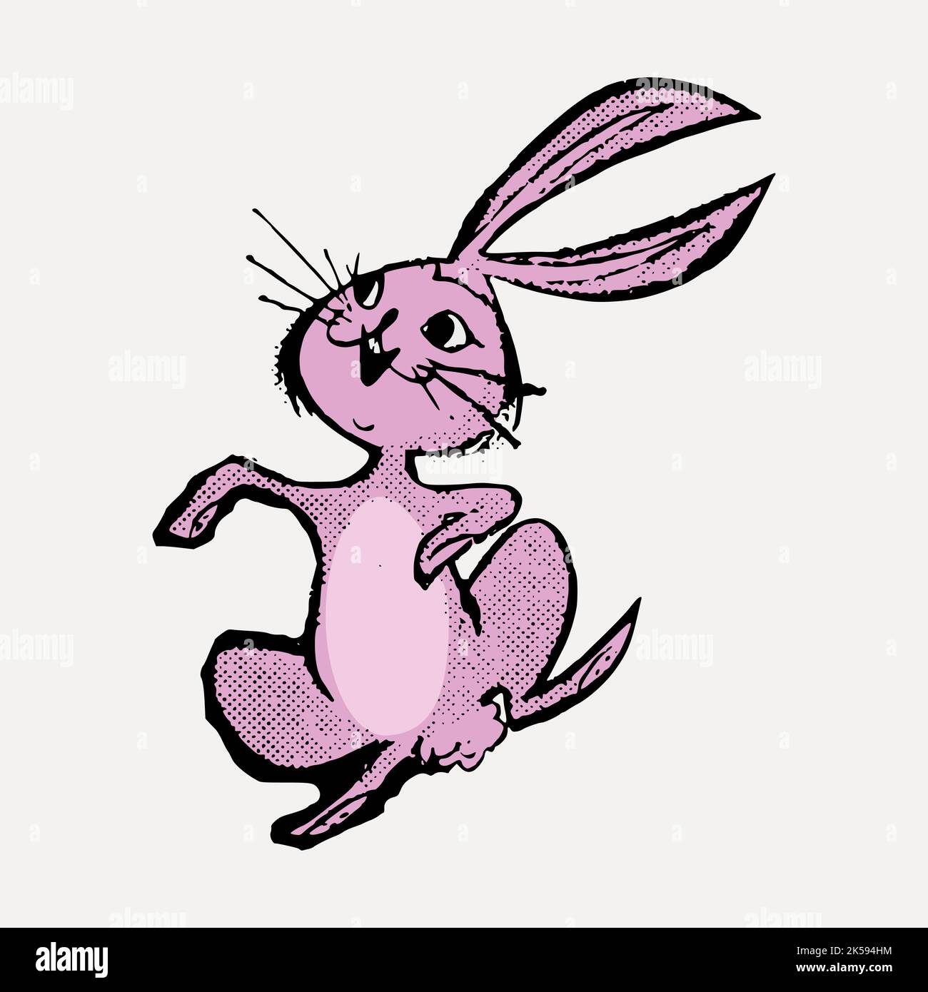 Pink bunny clipart, animal cartoon illustration vector Stock Vector ...