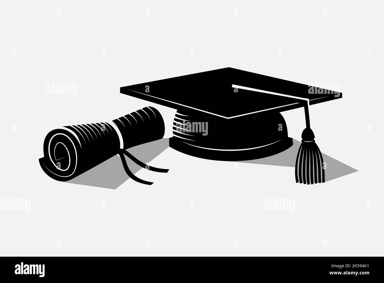 Graduation cap clipart, paper scroll illustration vector Stock Vector ...