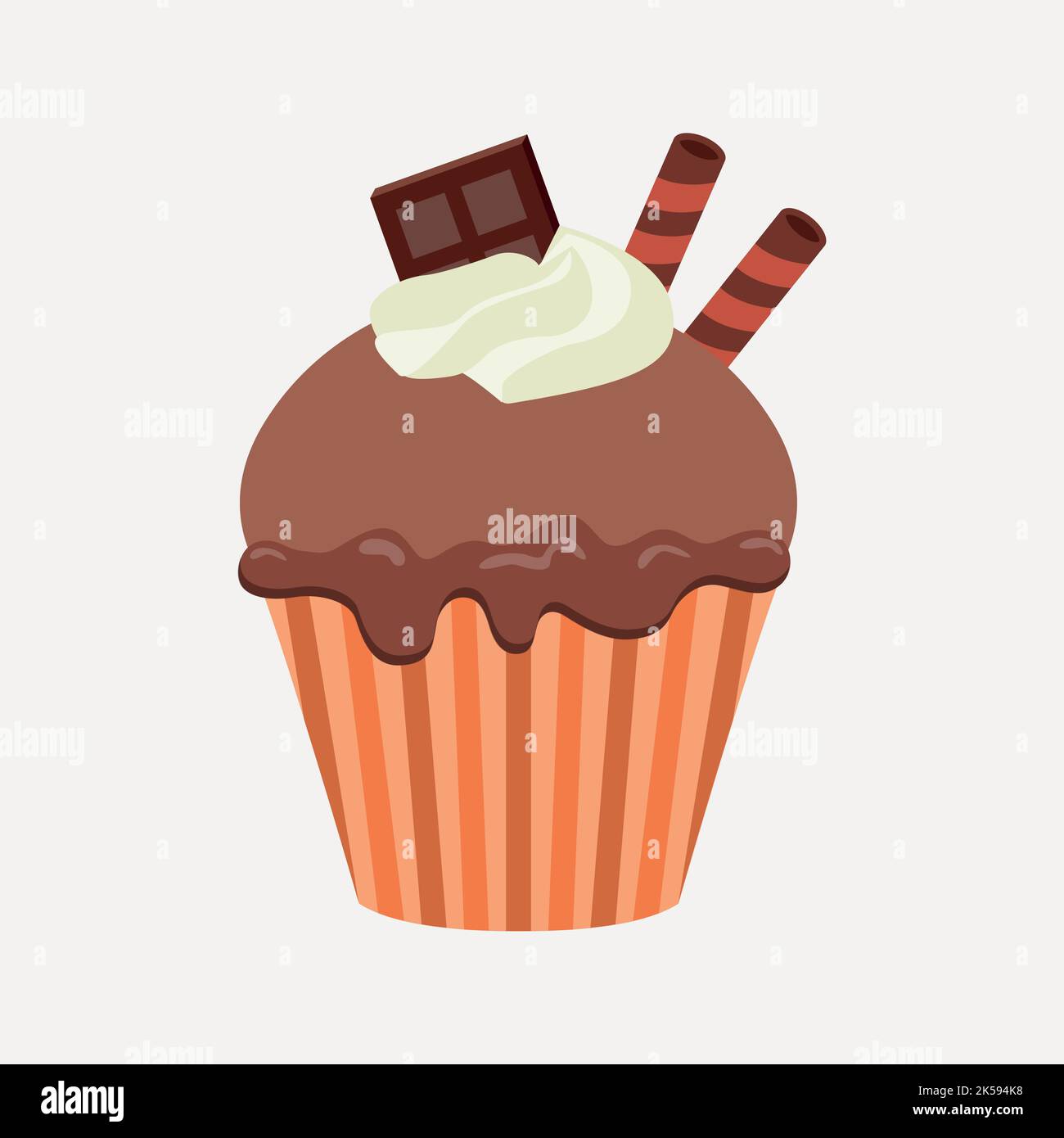 Chocolate cupcake clipart, cute dessert illustration vector Stock ...