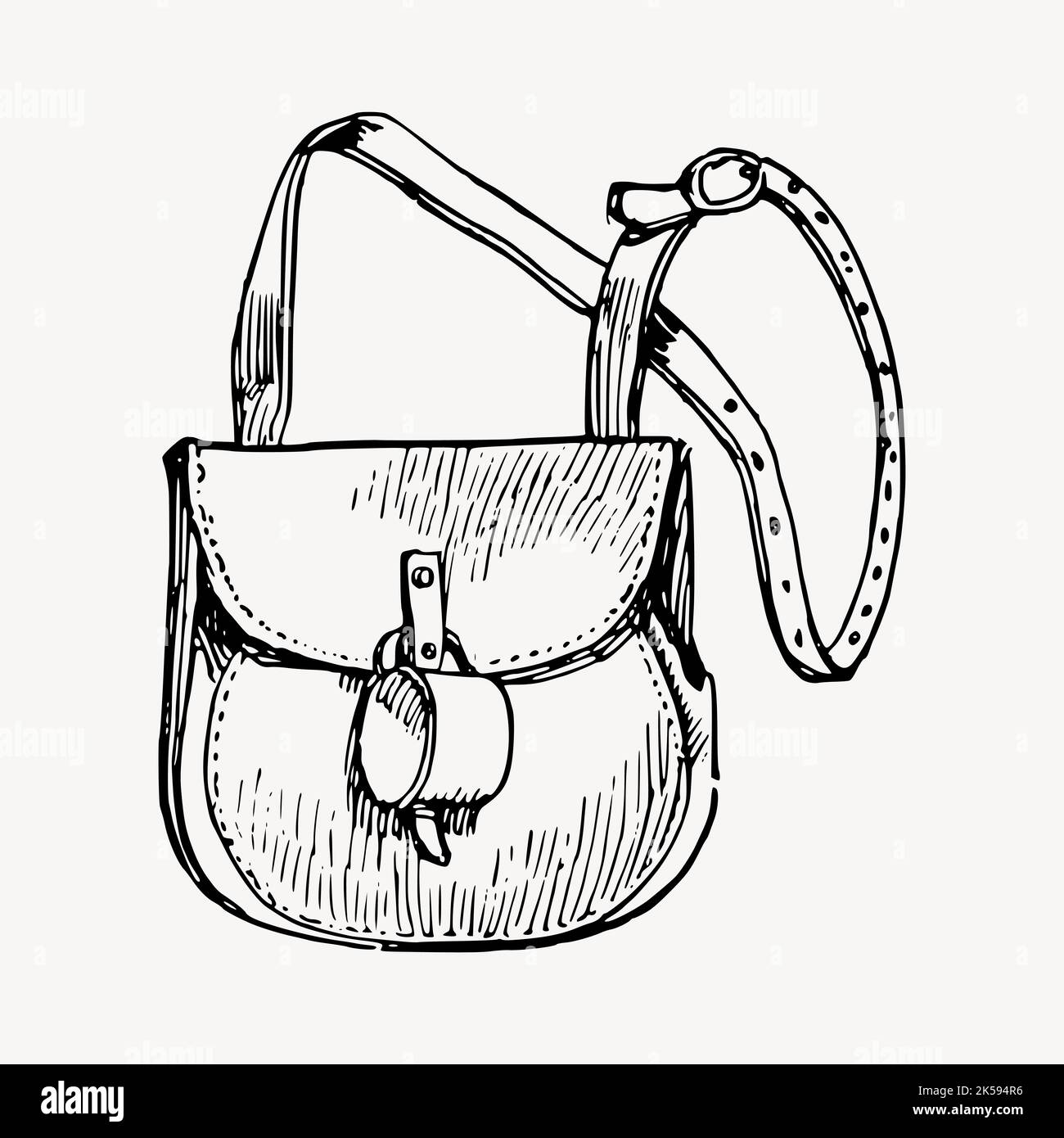 Leather pouch drawing, vintage object illustration vector Stock Vector ...