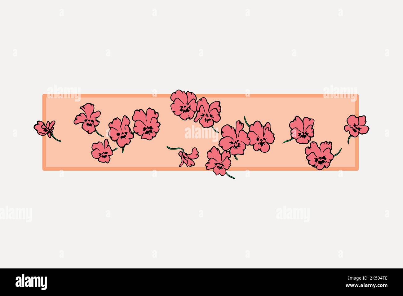 Pink flower divider clipart, decorative illustration vector Stock ...