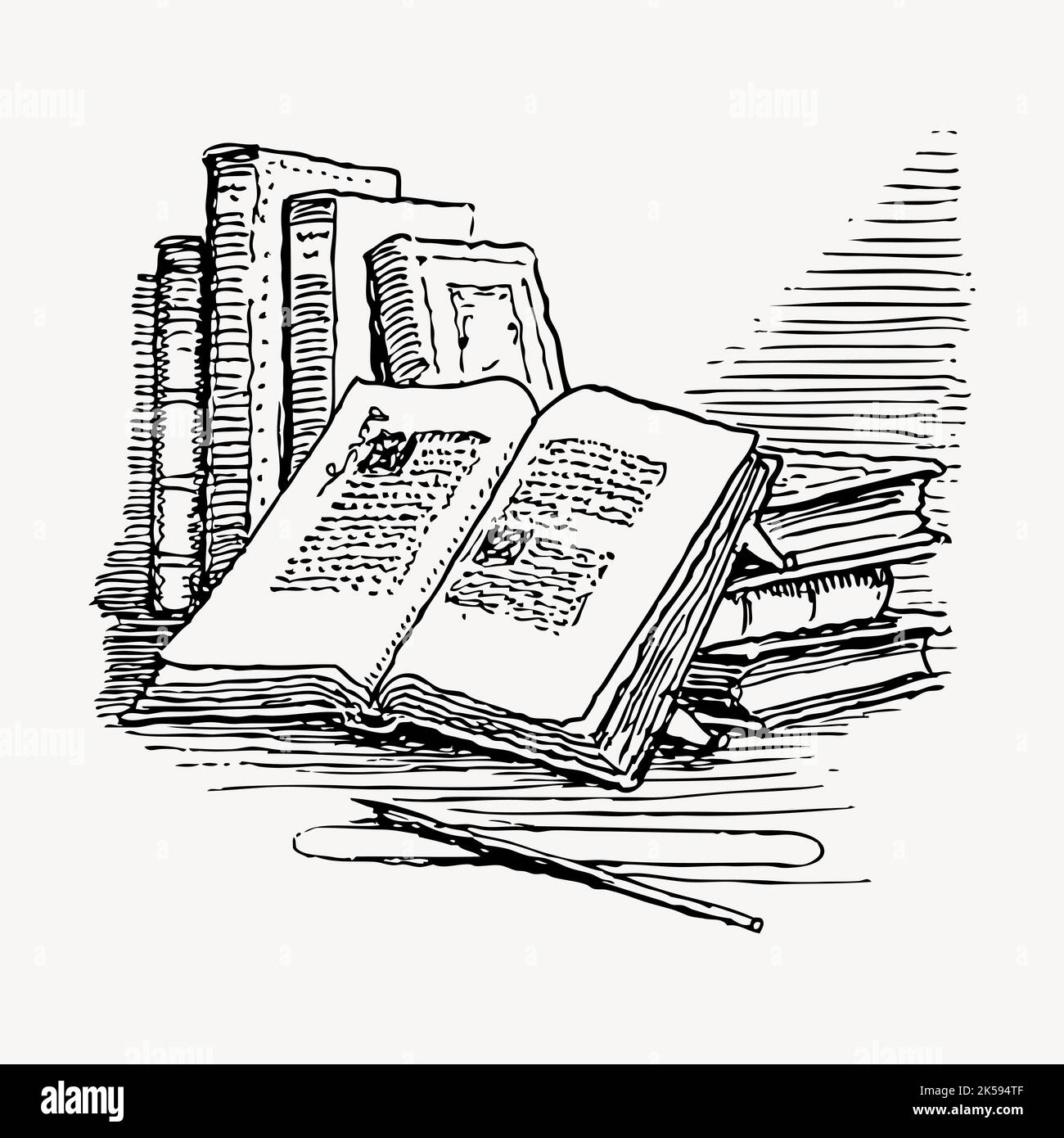 Open book clipart, stationery vintage illustration vector Stock Vector ...