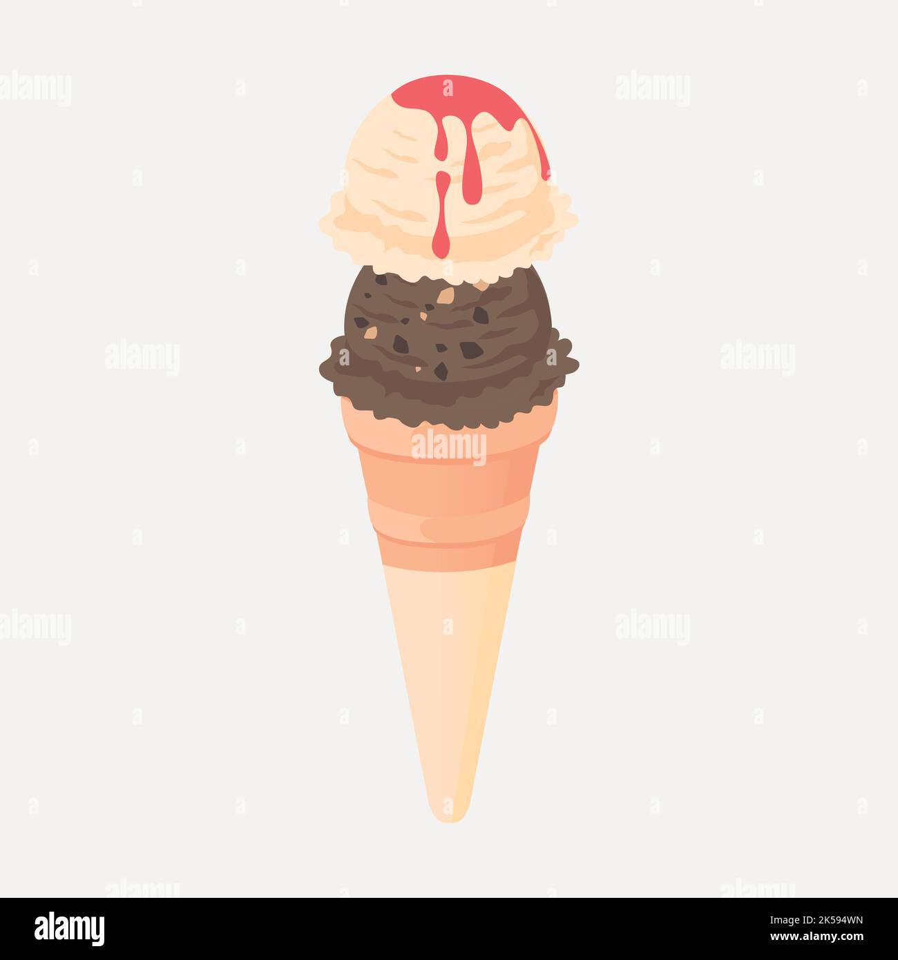 2 scoops ice-cream clipart, dessert illustration vector Stock Vector ...
