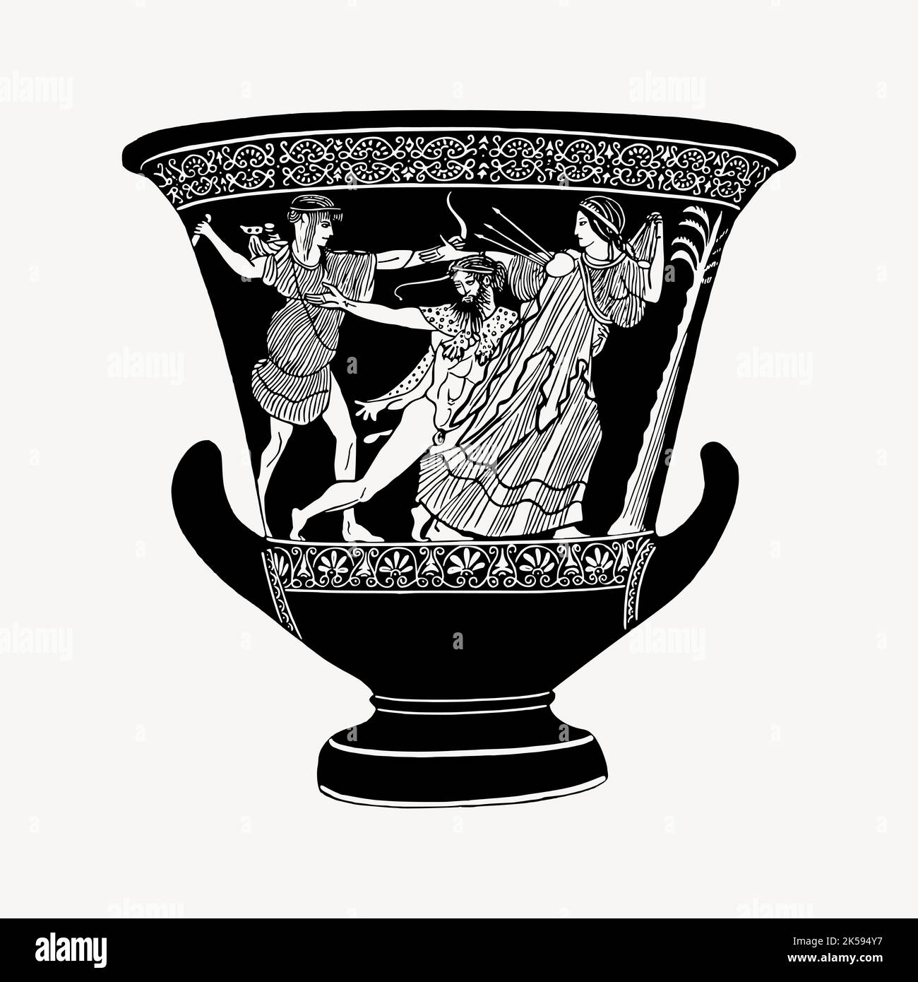 Ancient vase drawing, vintage object illustration vector Stock Vector ...