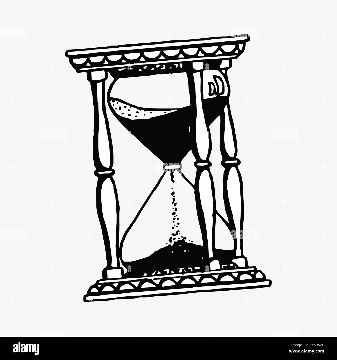 Hourglass drawing, vintage object illustration vector Stock Vector ...