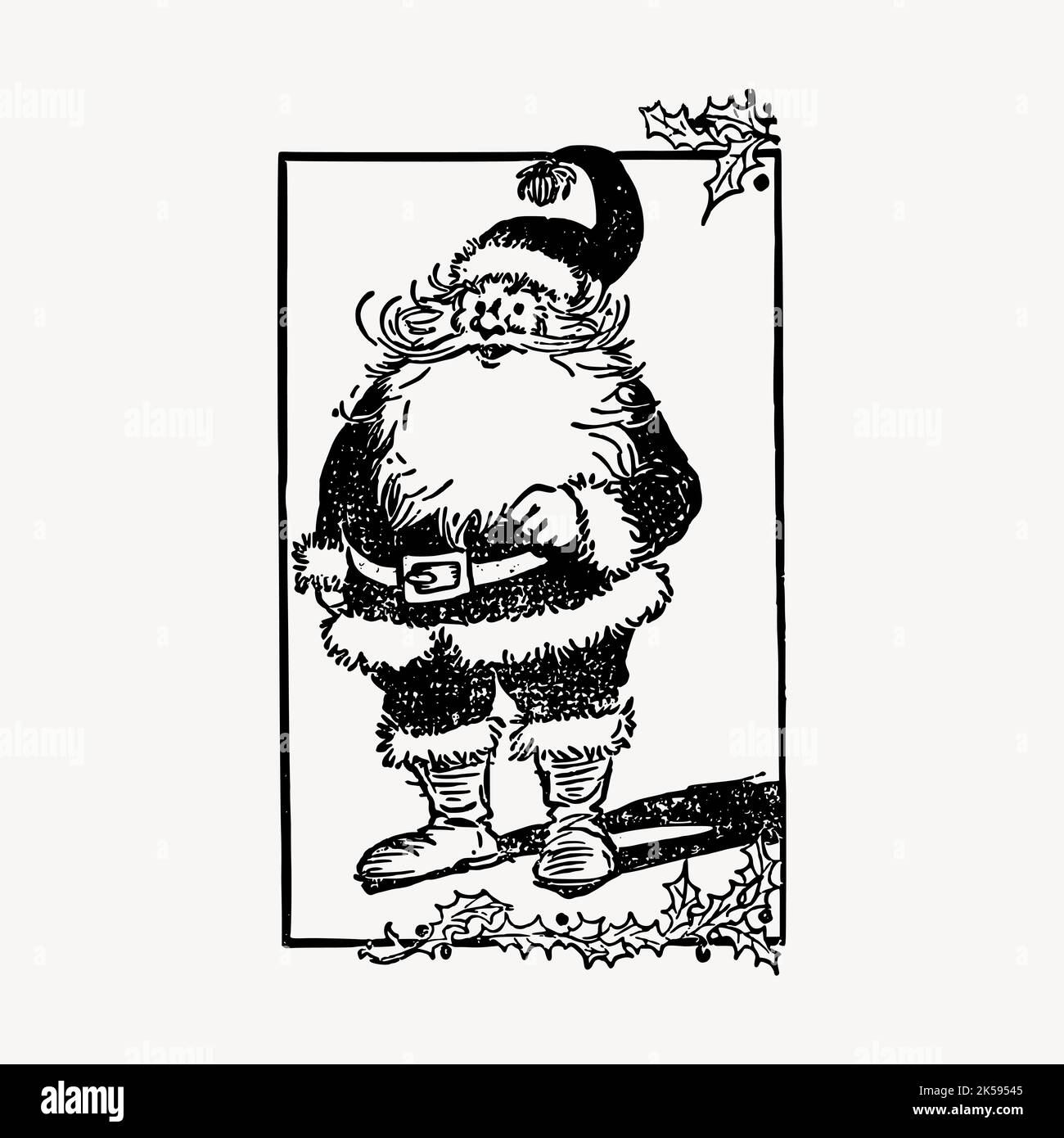 Santa Claus drawing, vintage Christmas illustration vector Stock Vector ...