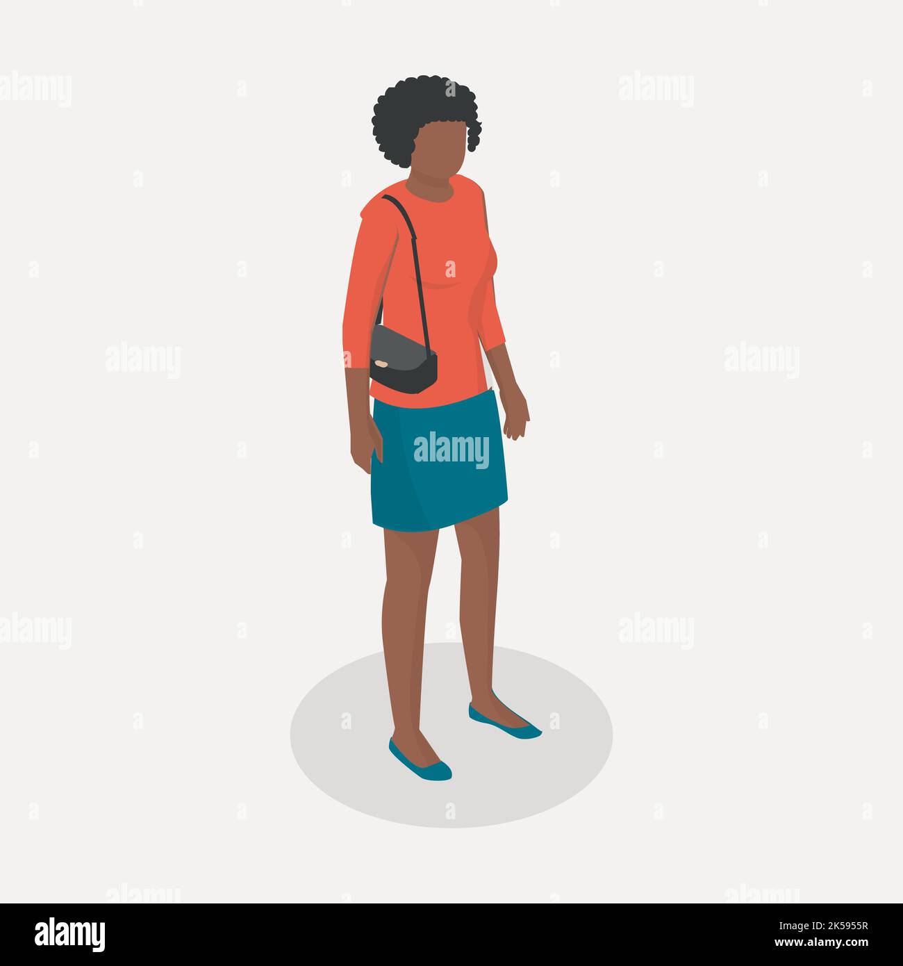 Black woman clipart, faceless avatar illustration vector Stock Vector ...