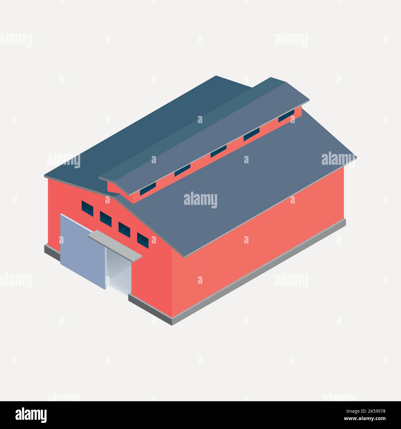 Red building clipart, 3D architecture model illustration vector Stock ...