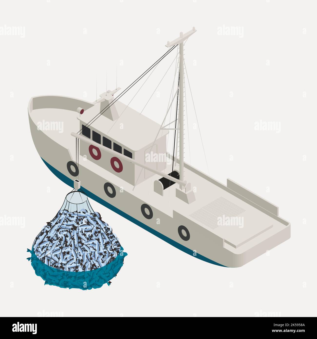 Fishing trawler clipart, 3D vehicle model illustration vector Stock Vector Image & Art - Alamy