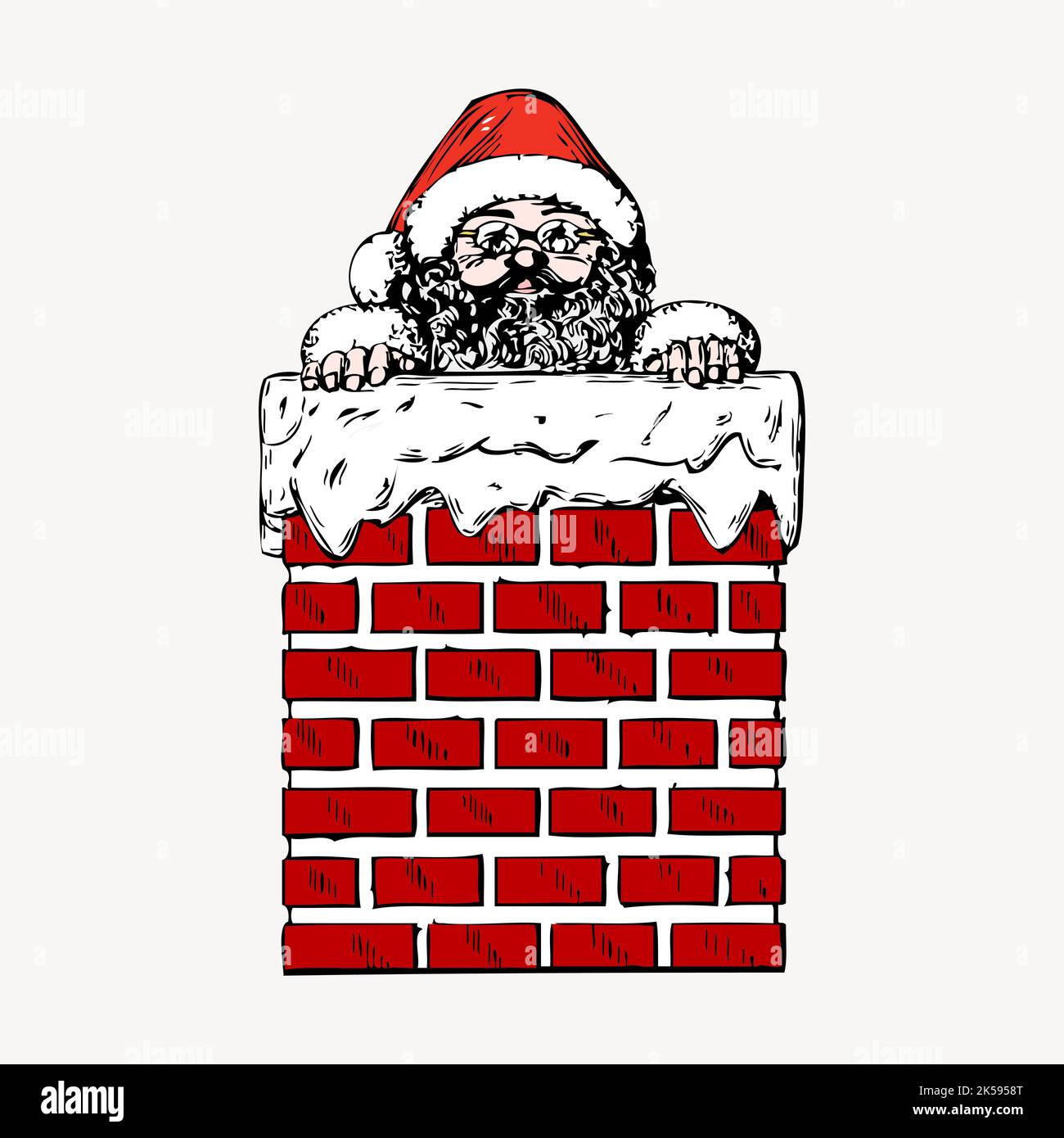Santa Claus chimney clipart, vintage Christmas illustration vector ...