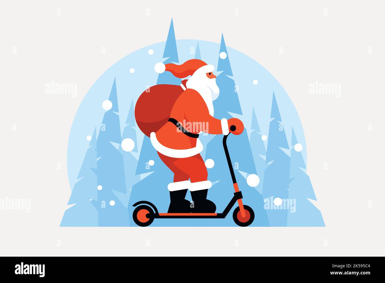 Santa on scooter clipart, Christmas illustration vector Stock Vector ...